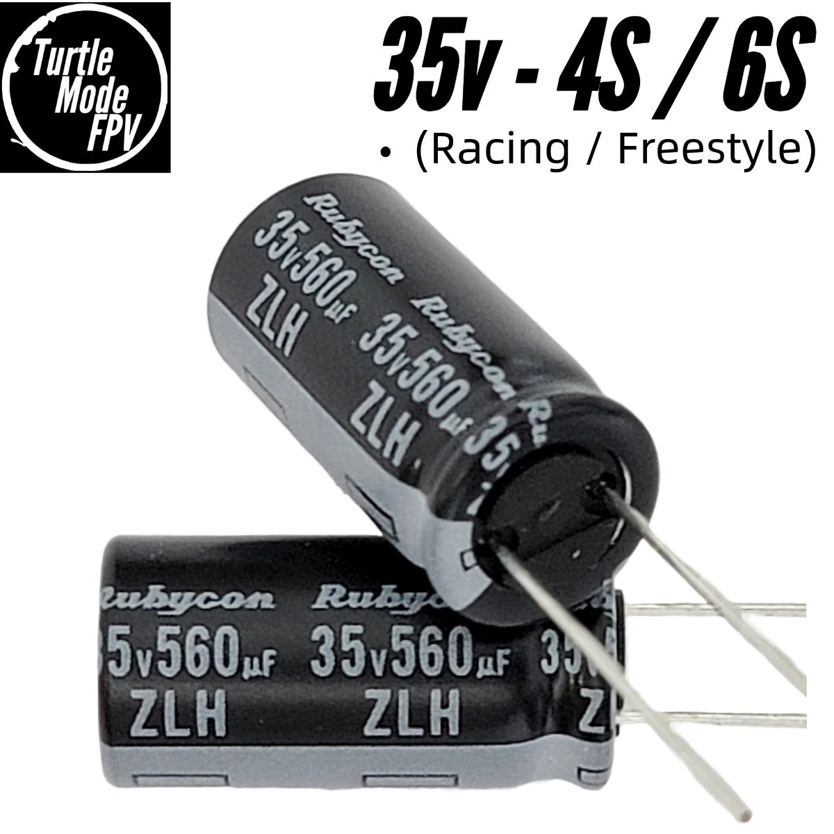 Rubycon ZLH Series 35v 560uF Capacitor (10×20mm, Low ESR) – TurtleModeFPV